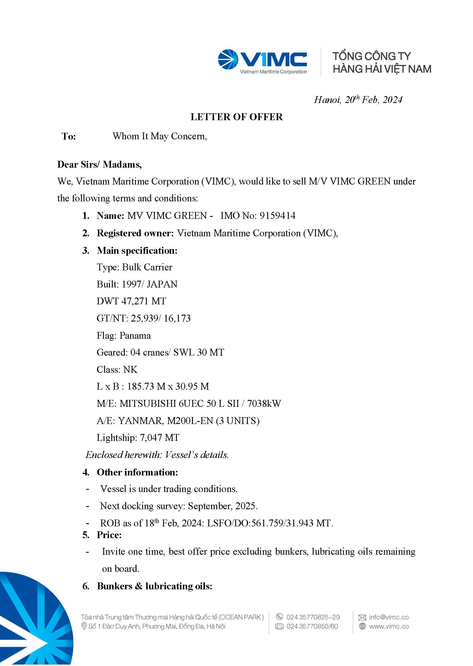 Letter of Offer - VIMC GREEN